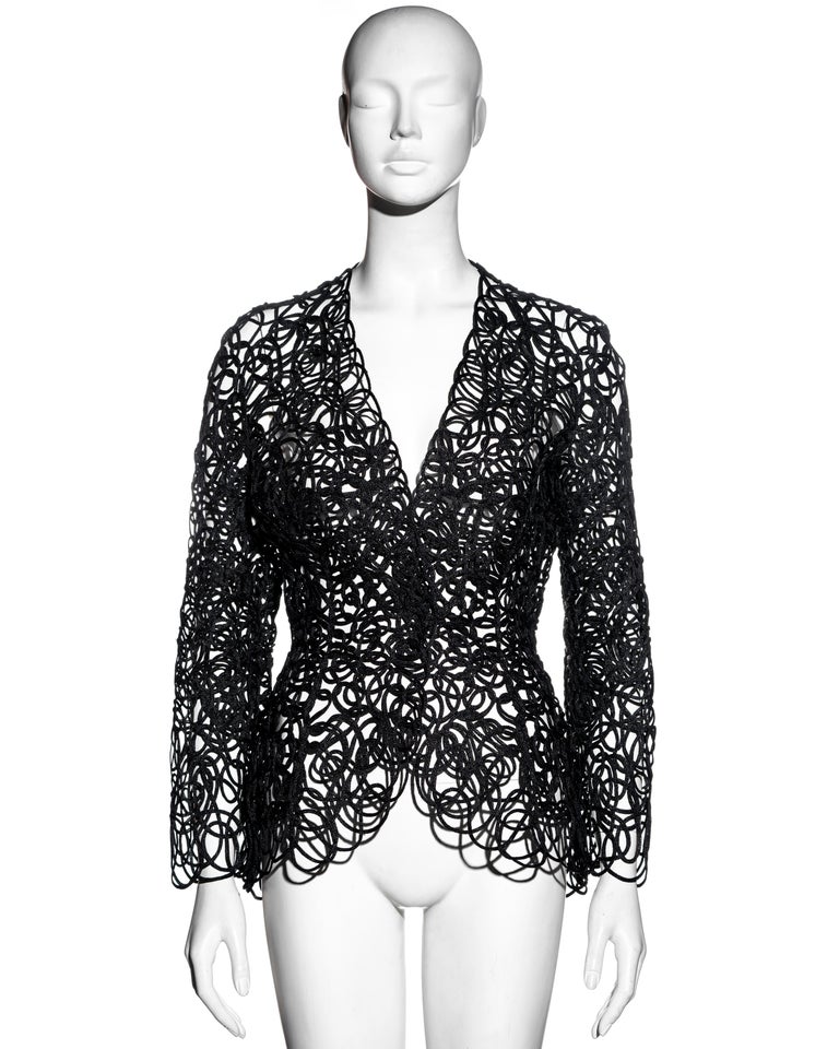 Thierry Mugler black raffia lace sculpted jacket, ss 1999 For Sale at ...