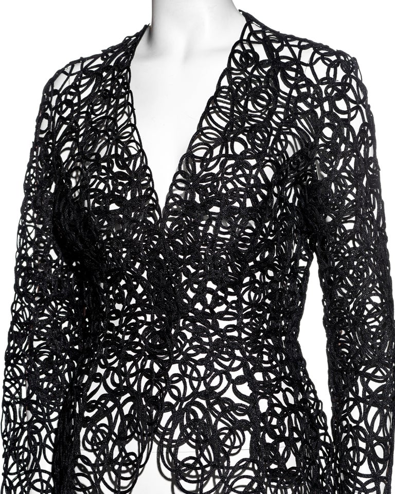 Thierry Mugler black raffia lace sculpted jacket, ss 1999 For Sale at ...