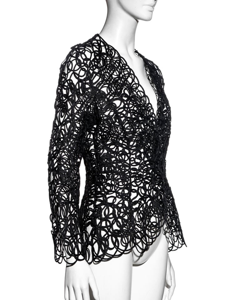 Thierry Mugler black raffia lace sculpted jacket, ss 1999 For Sale at ...