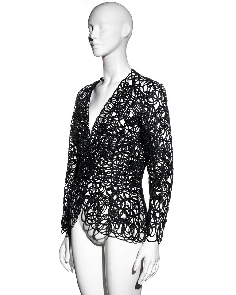 Thierry Mugler black raffia lace sculpted jacket, ss 1999 For Sale at ...