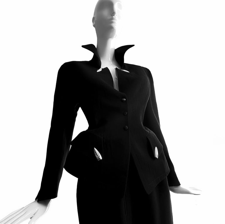 Thierry Mugler Bullet Jacket FW 1989/90 Black Dramatic Jacket Blazer ...
