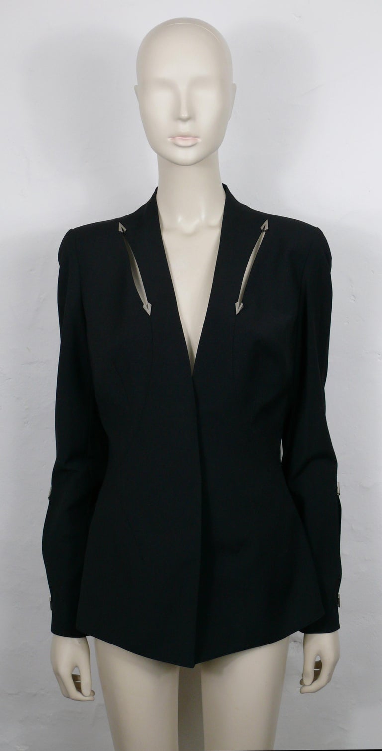 THIERRY MUGLER Couture Vintage Black Cut Out Jacket For Sale at 1stDibs