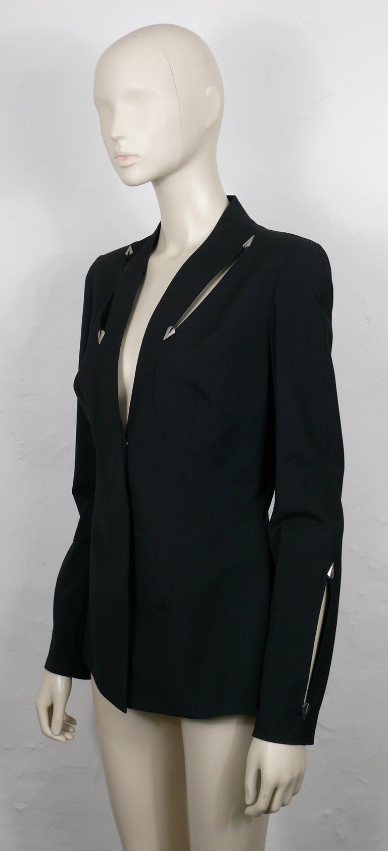 THIERRY MUGLER Couture Vintage Black Cut Out Jacket For Sale at 1stDibs