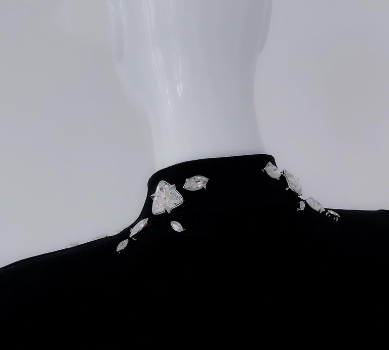 Thierry Mugler GLAM Jacket Crystal Black Velvet Rhinestone FW 1985 For ...