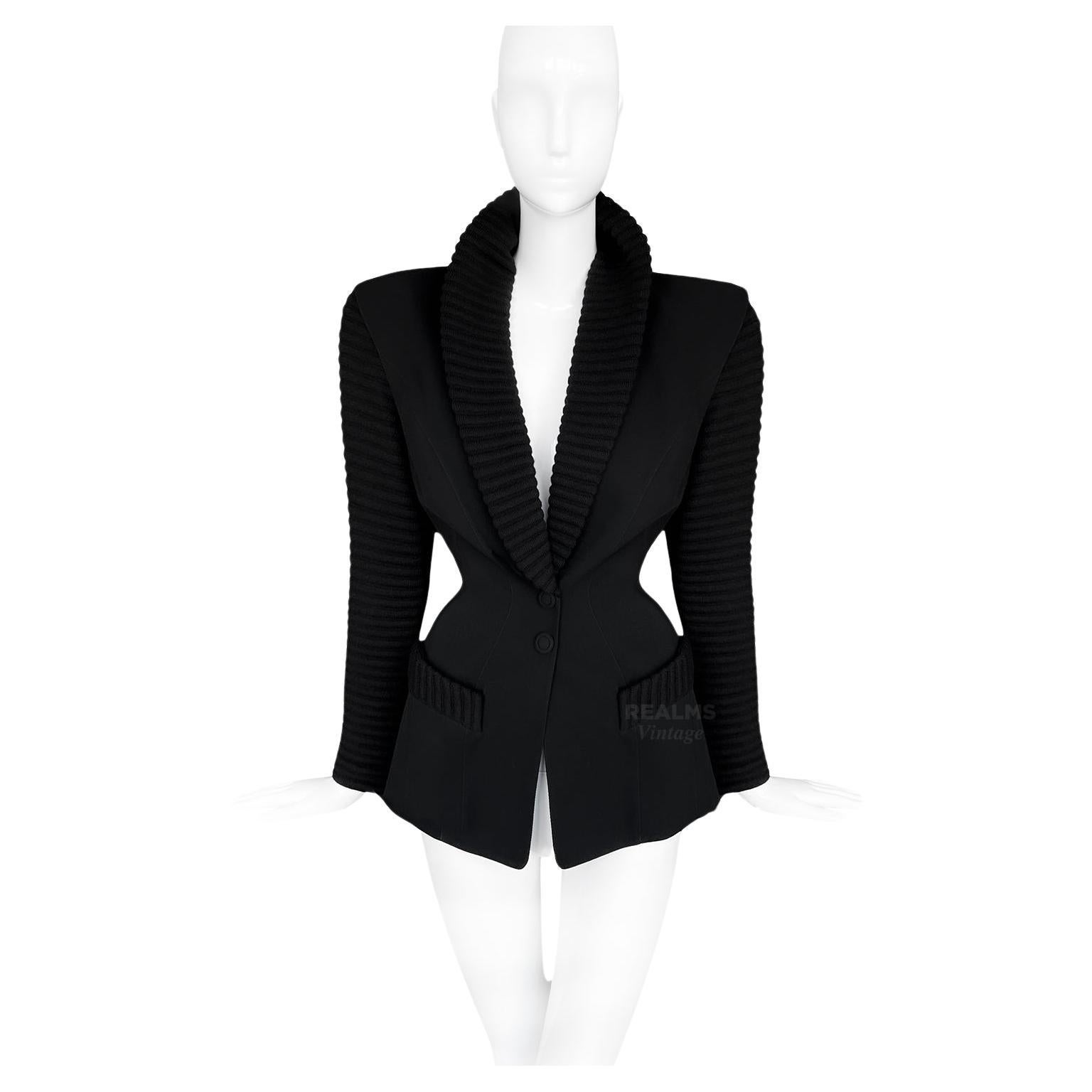 Vintage Mugler Blazer Jacket Dramatic Cutout Purple Lilac ZigZag V-Neck ...