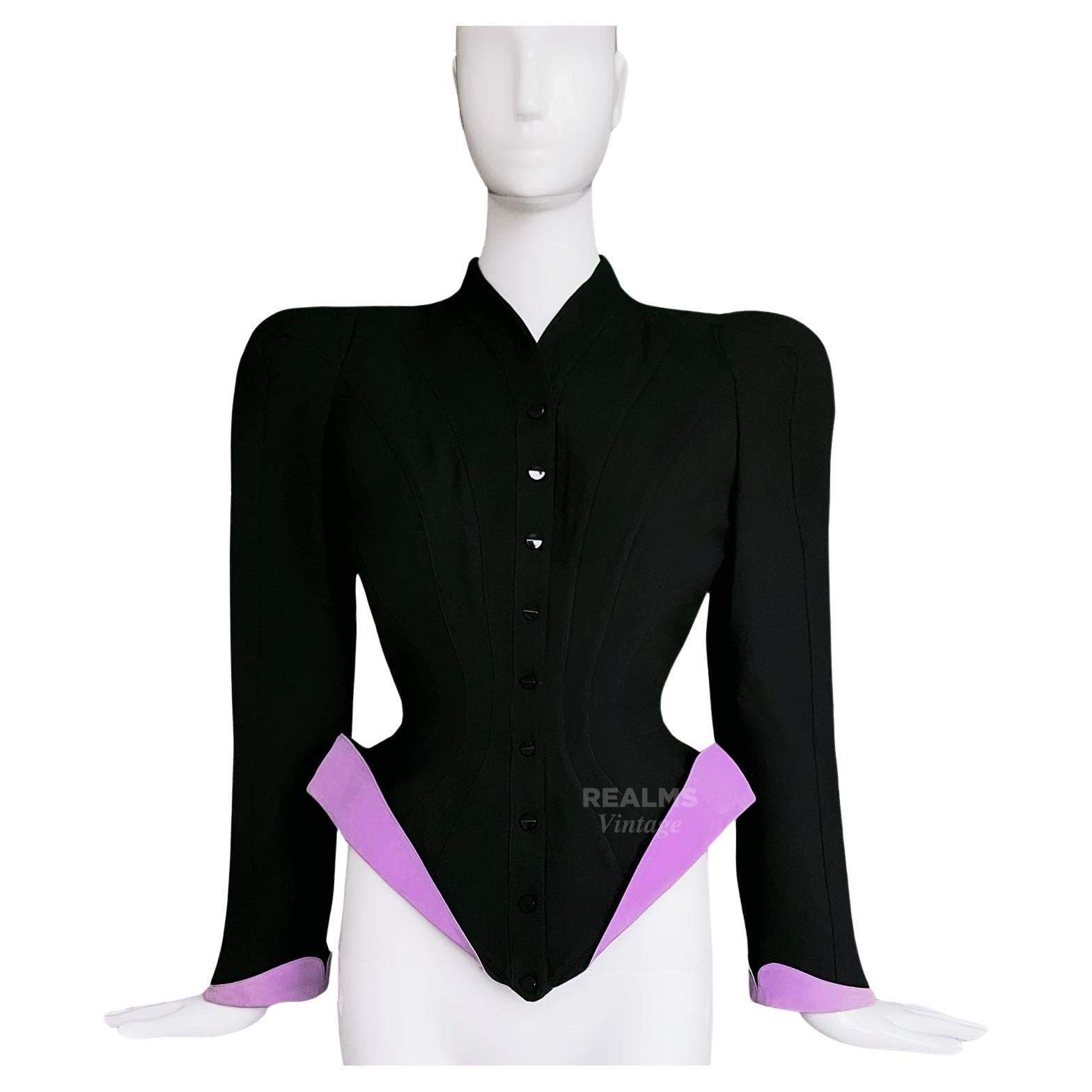 Thierry Mugler Sculptural Jacket FW 1988/89 Black Purple For Sale at ...