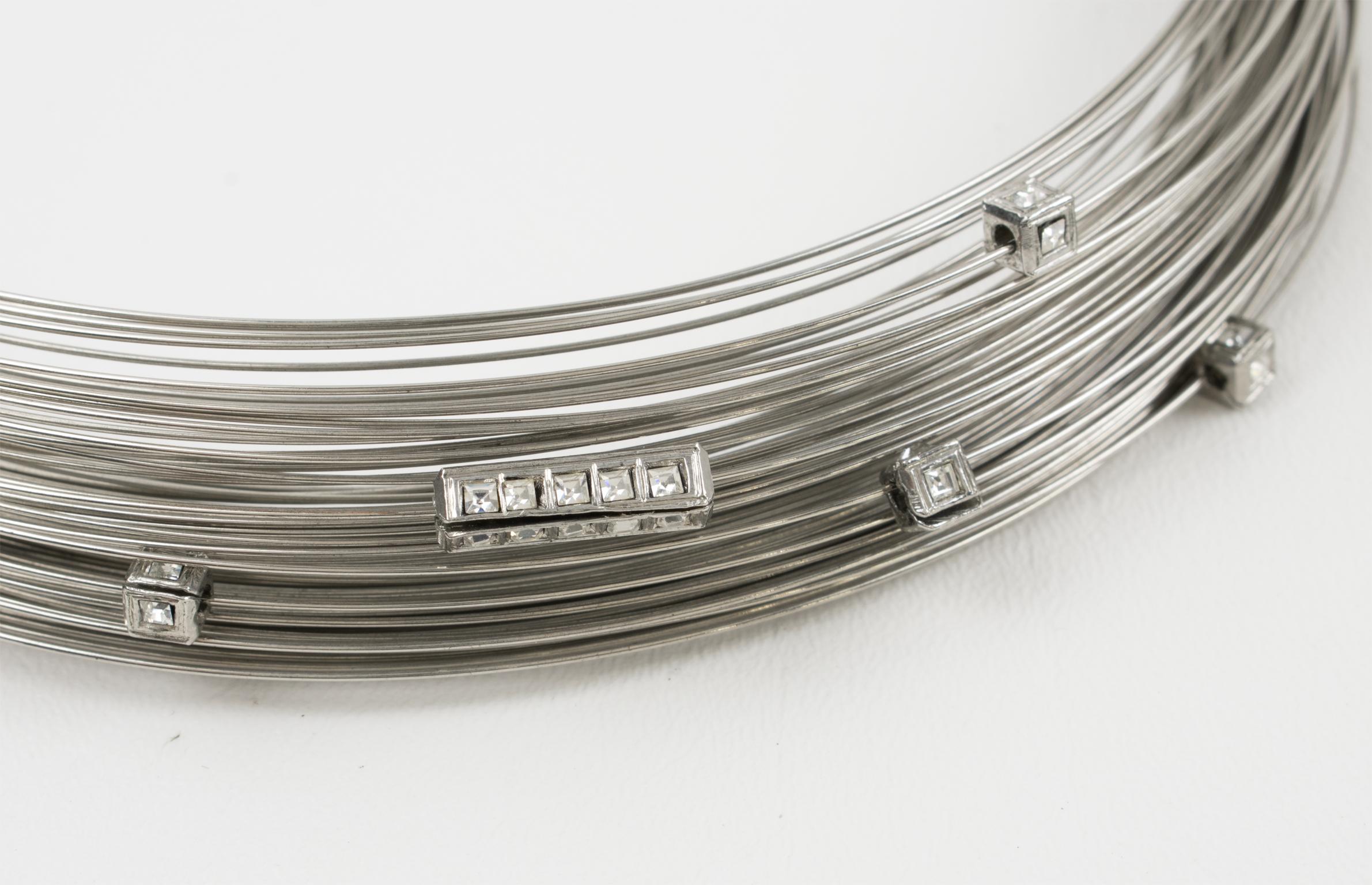 Thierry Mugler Silvered Metal Multi-Strand Wire Choker Necklace For ...