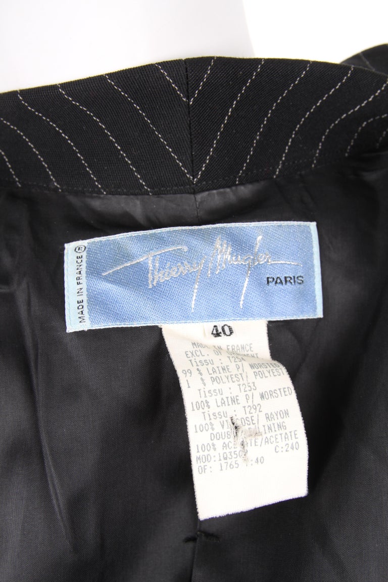 Thierry Mugler Spring/Summer 1997 Black White Pinstripe Tassle Collar ...