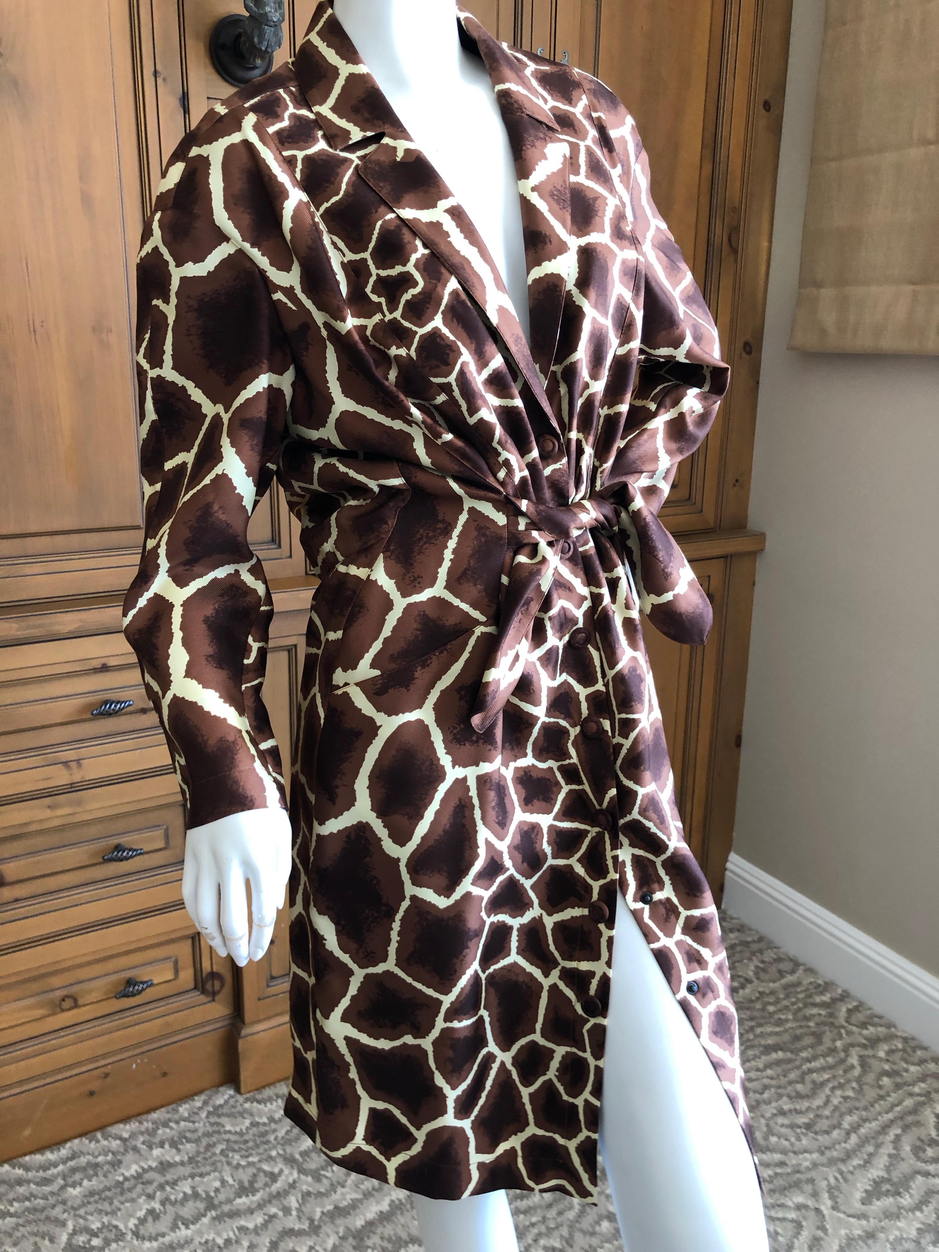 Thierry Mugler Vintage 1980's Silk Scarf Twill Giraffe Pattern Dress For Sale at 1stDibs ...