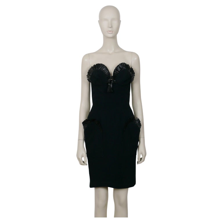 Thierry Mugler Vintage Iconic Black Raffia Strapless Dress Spring ...