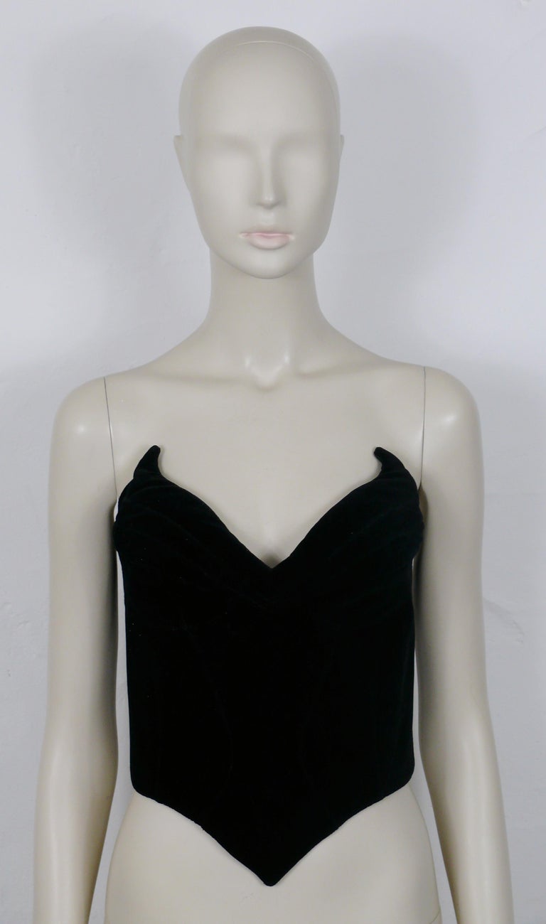 Thierry Mugler Vintage Iconic Black Velvet Padded Bustier Corset For ...