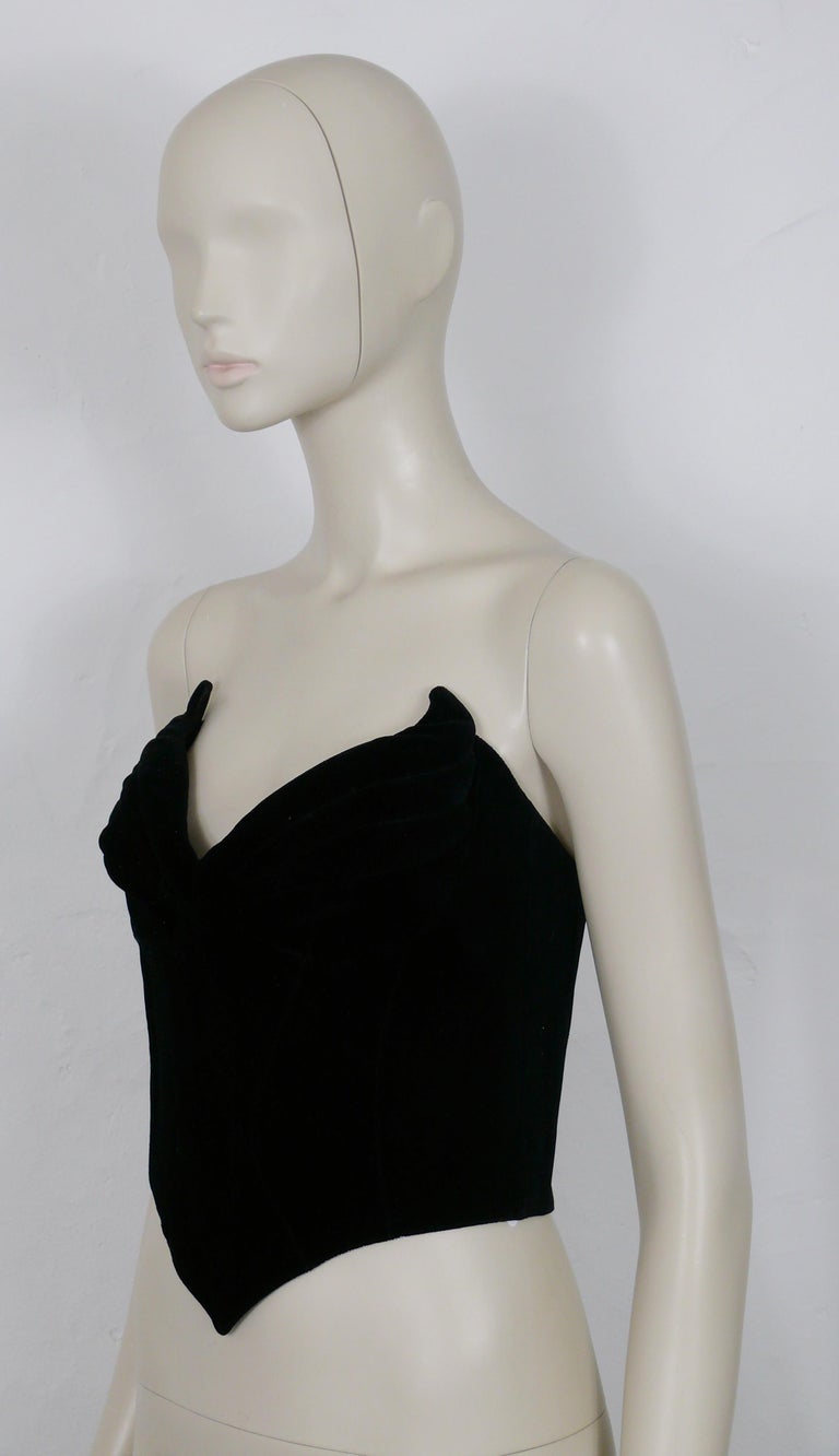 Thierry Mugler Vintage Iconic Black Velvet Padded Bustier Corset For ...