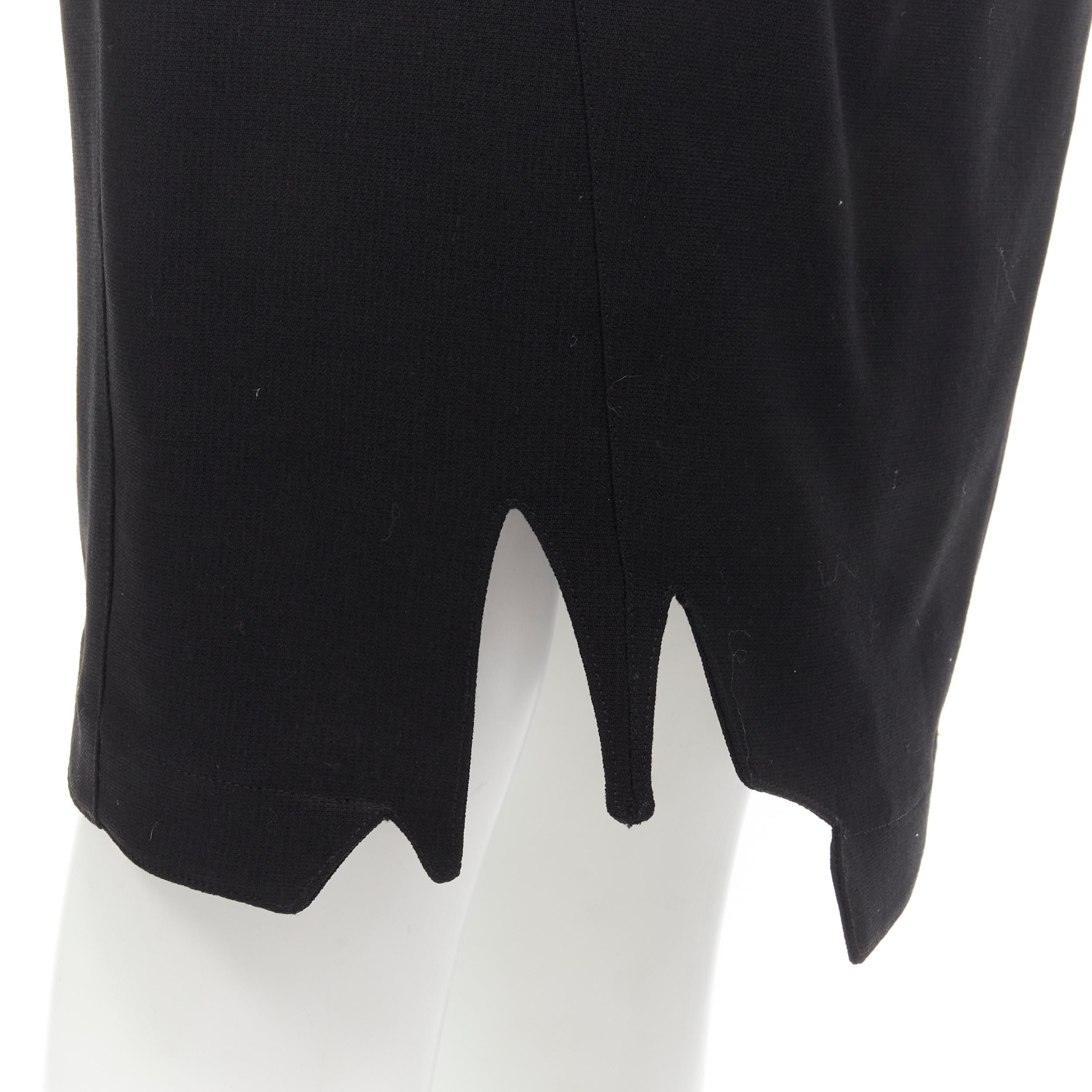 THIERRY MUGLER Vintage jagged cut out hem black worsted wool pencil ...