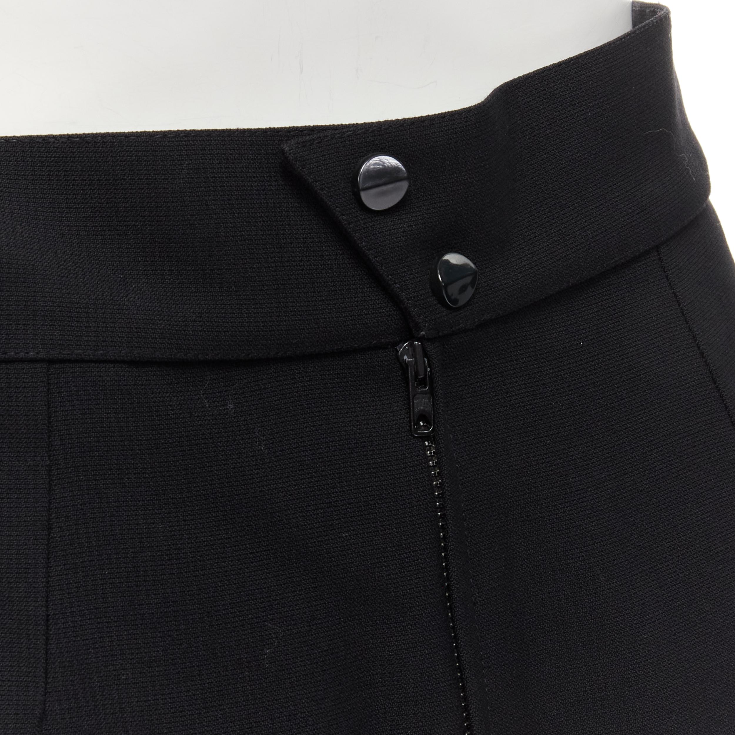 THIERRY MUGLER Vintage jagged cut out hem black worsted wool pencil ...