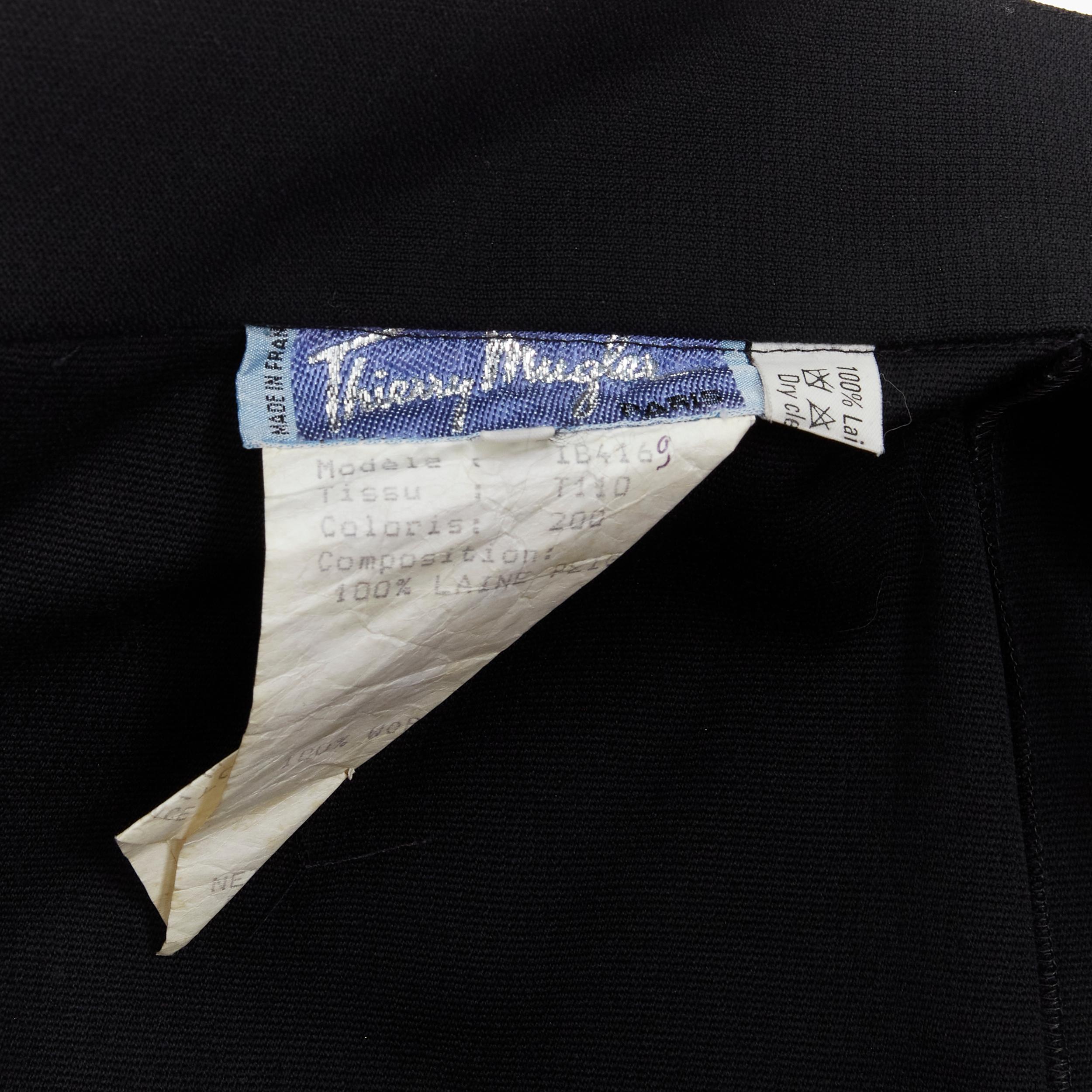 THIERRY MUGLER Vintage jagged cut out hem black worsted wool pencil ...