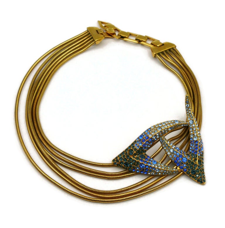 THIERRY MUGLER Vintage Jewelled Claw Centrepiece Collar Necklace For ...