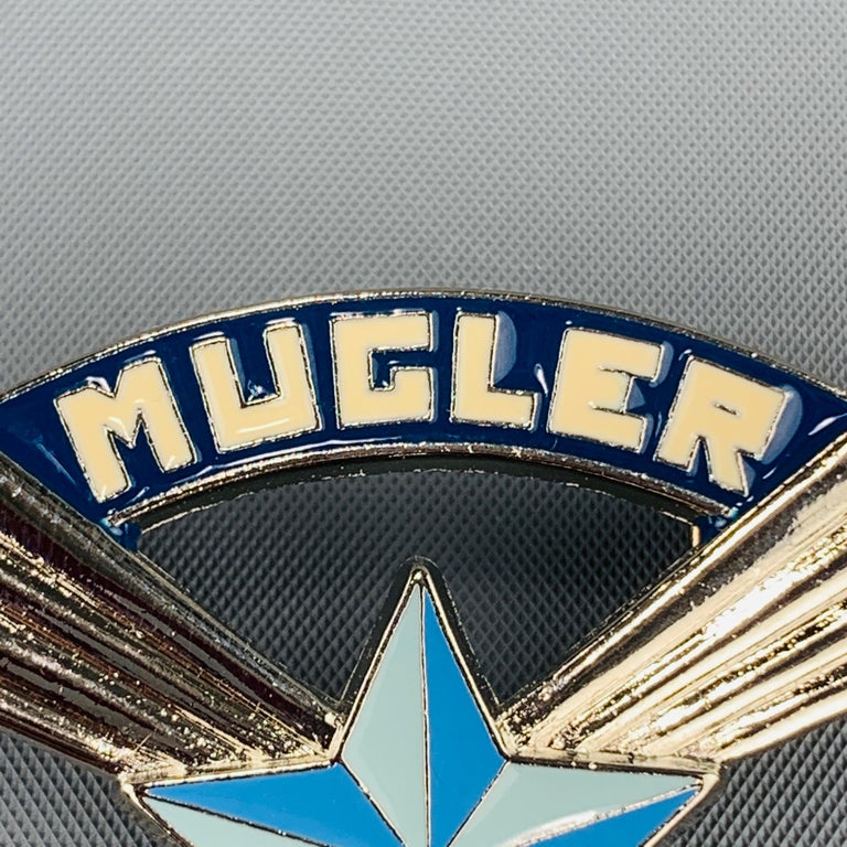 THIERRY MUGLER Vintage Silver Tone Metal Blue Star Logo Pin at 1stDibs ...
