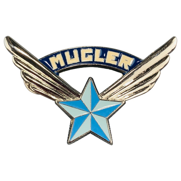 THIERRY MUGLER Vintage Silver Tone Metal Blue Star Logo Pin at 1stDibs ...