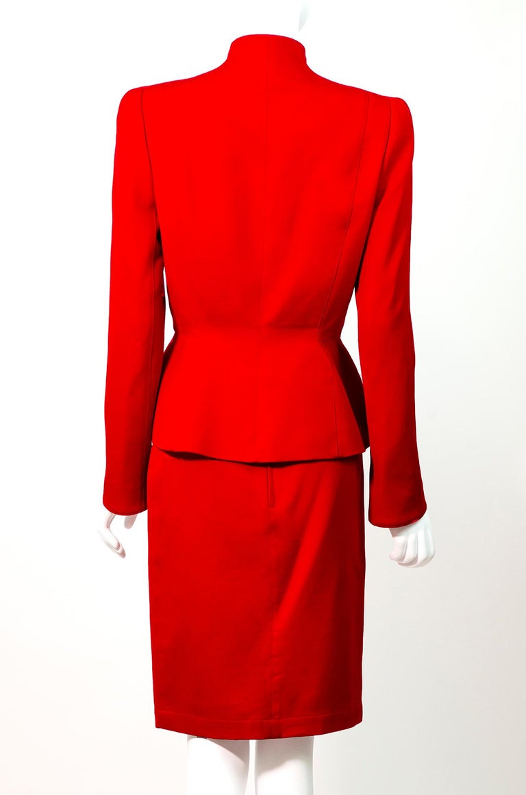 THIERRY MUGLER Vintage Spring 1999 Red Power Suit For Sale at 1stDibs