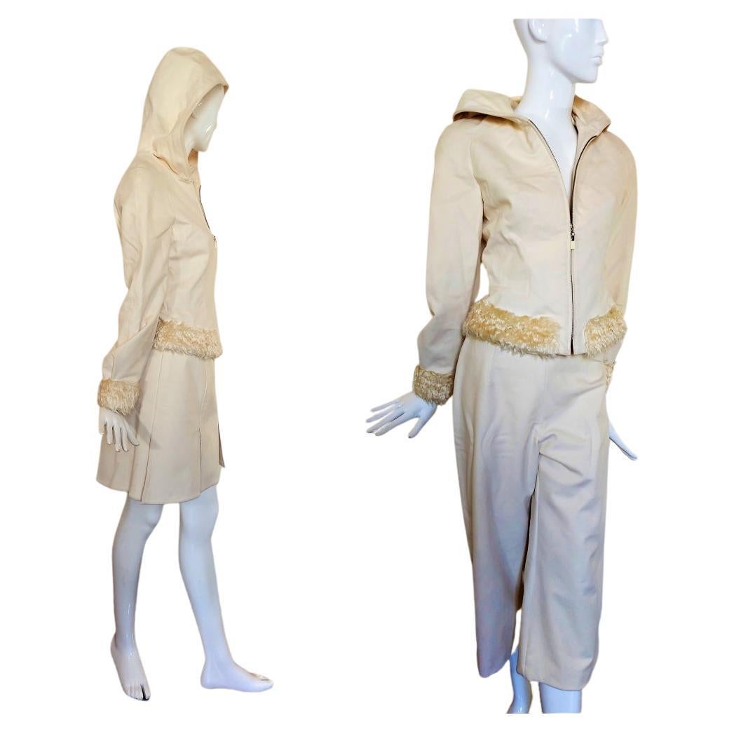 Thierry Mugler White Faux Fur Beige Snow Winter Trousers Jacket Coat ...