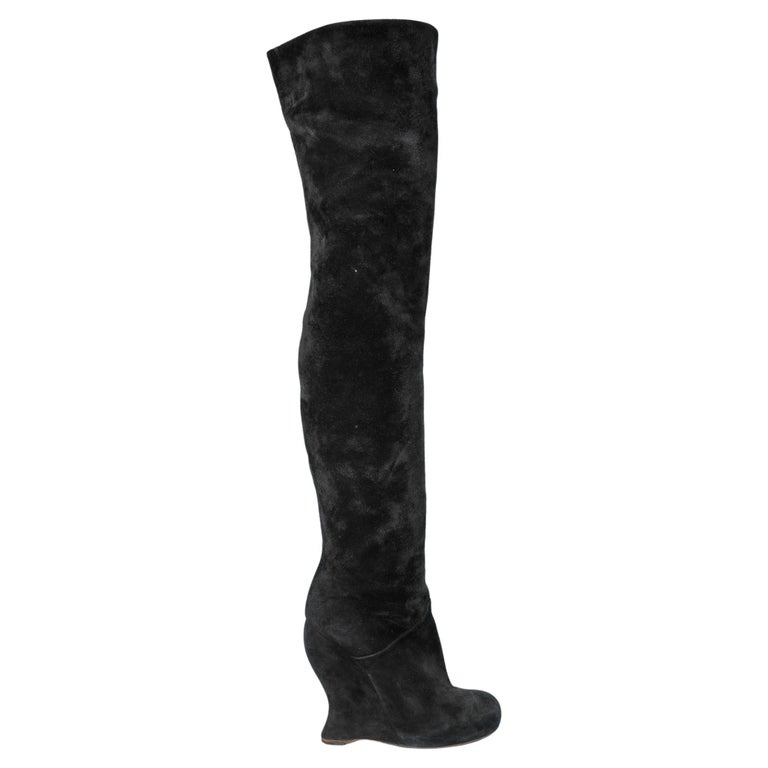 Thigh boots in black suede Bottega Veneta at 1stDibs