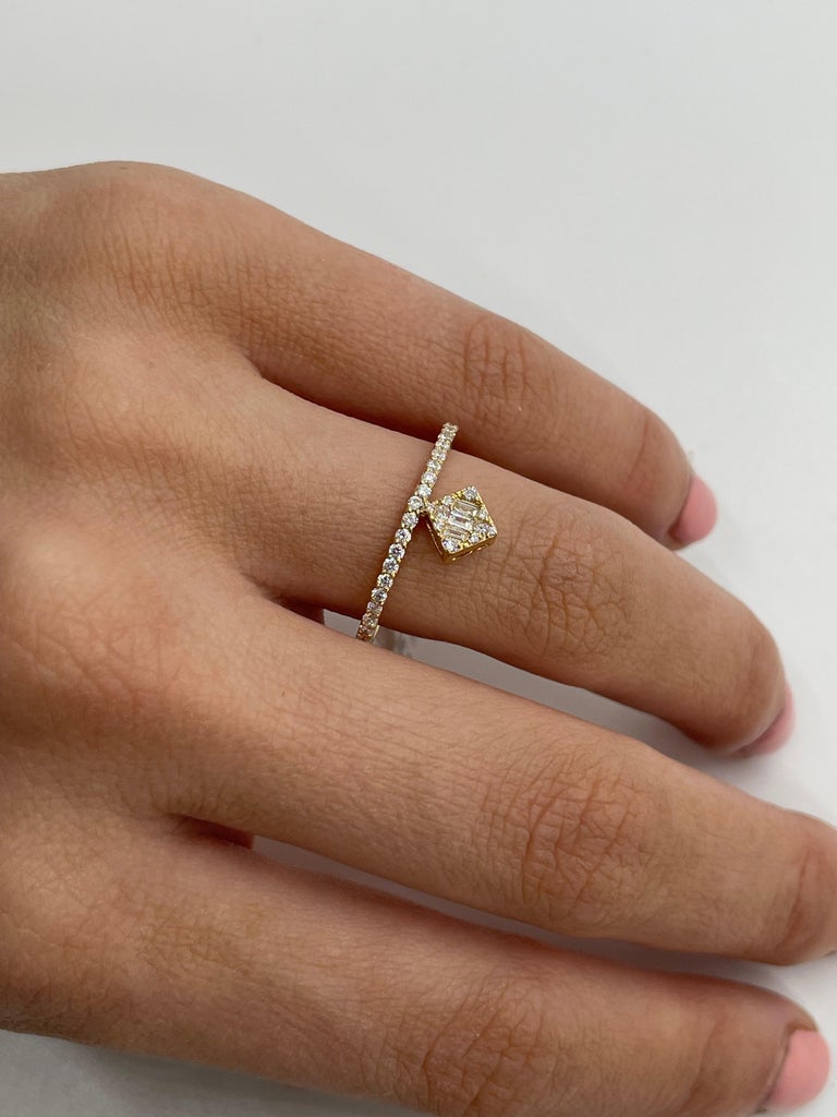 Customizable Thin Diamond Band with Ornament in 18K White Gold For Sale ...