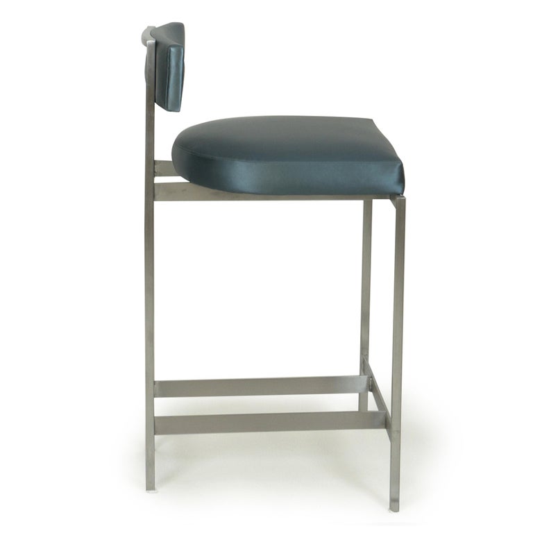 Thin Metal Frame Bar Stool with Metallic Vinyl Seat For Sale at 1stDibs ...