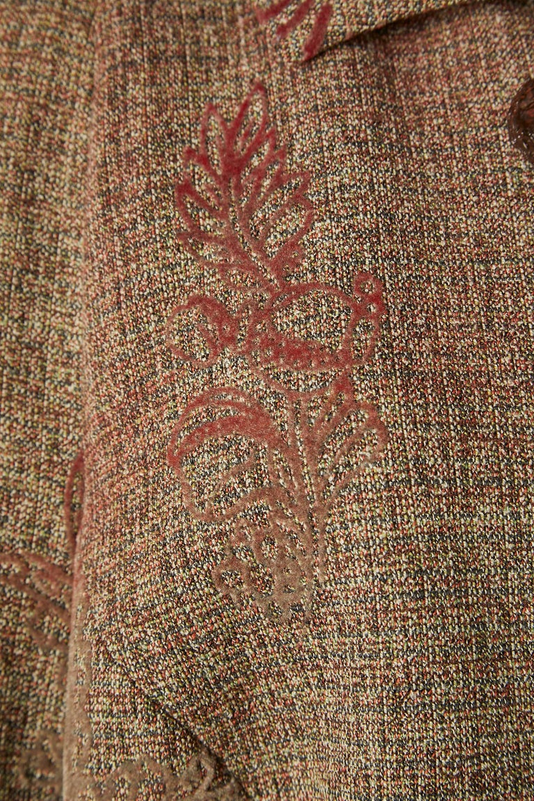 Thin tweed wool double breasted jacket with felt pattern Christian ...
