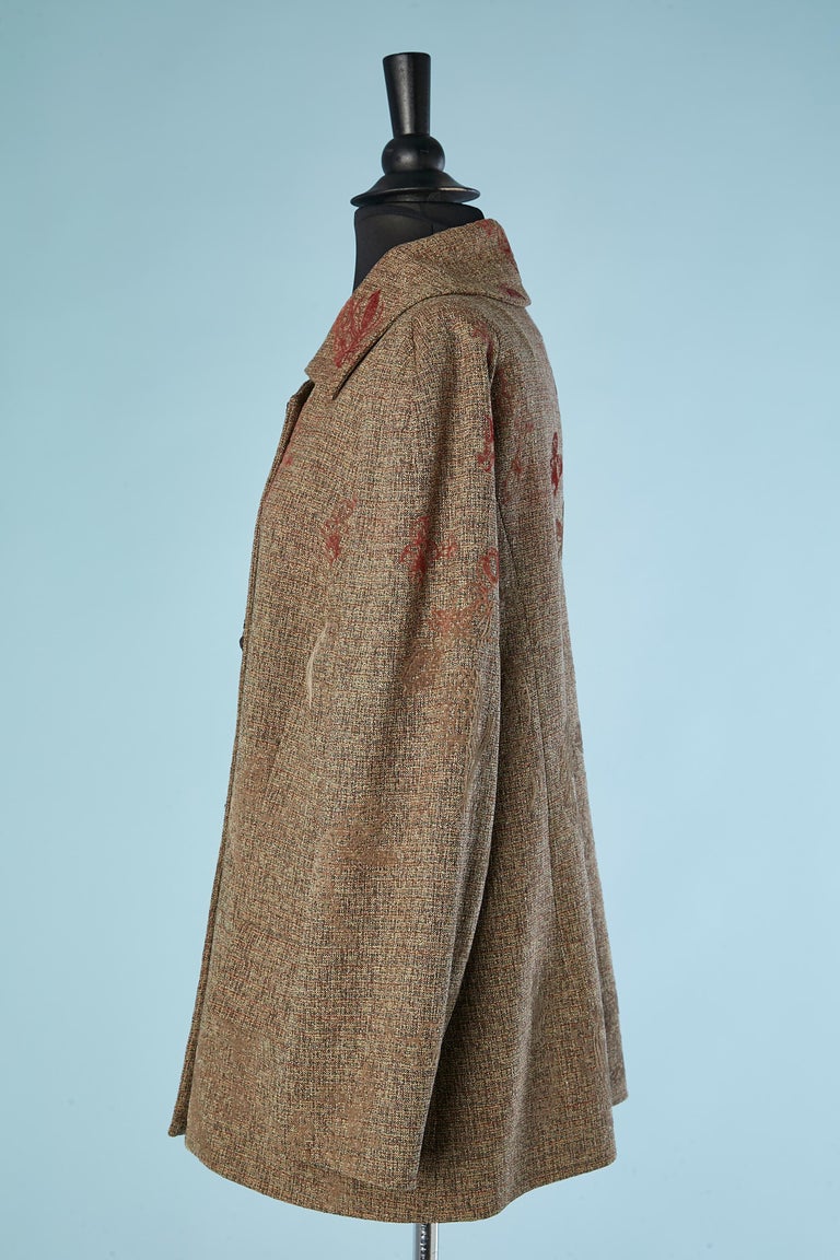 Thin tweed wool double breasted jacket with felt pattern Christian ...