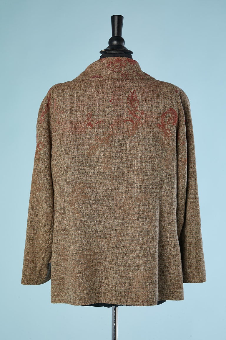 Thin tweed wool double breasted jacket with felt pattern Christian ...