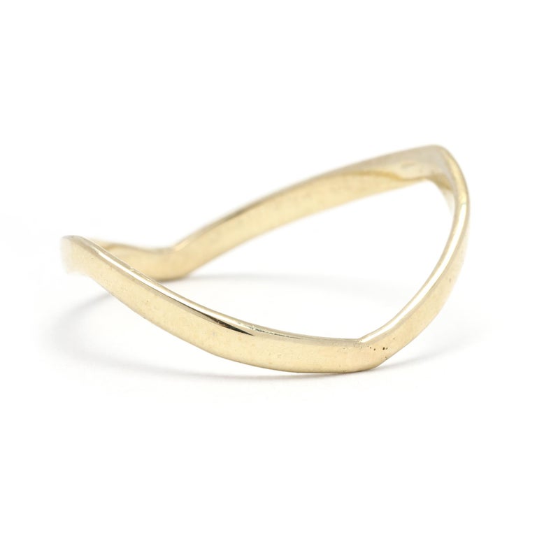 Thin v Thumb Ring, 10k Yellow Gold, Ring Gold Zig Zag Band, Gold For Sale at 1stDibs