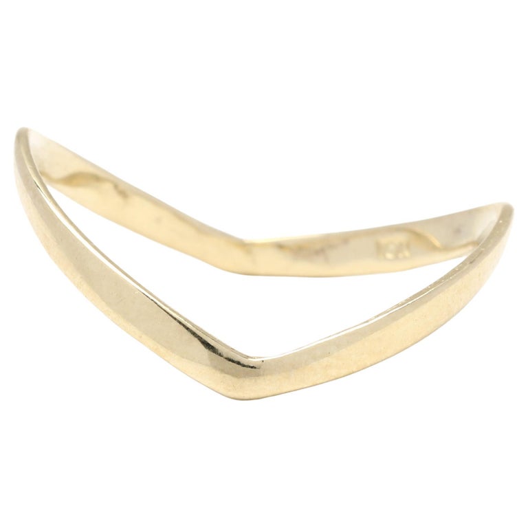 Thin v Thumb Ring, 10k Yellow Gold, Ring Gold Zig Zag Band, Gold For ...