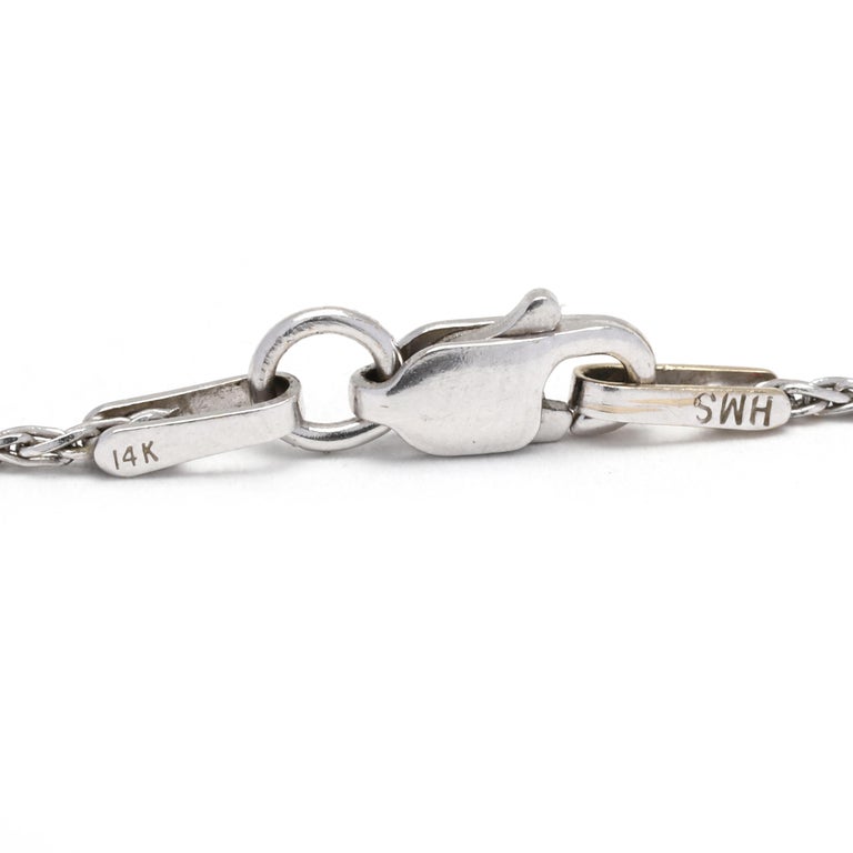 Thin White Gold Wheat Chain, 14k White Gold, Thin Pendant Chain For ...