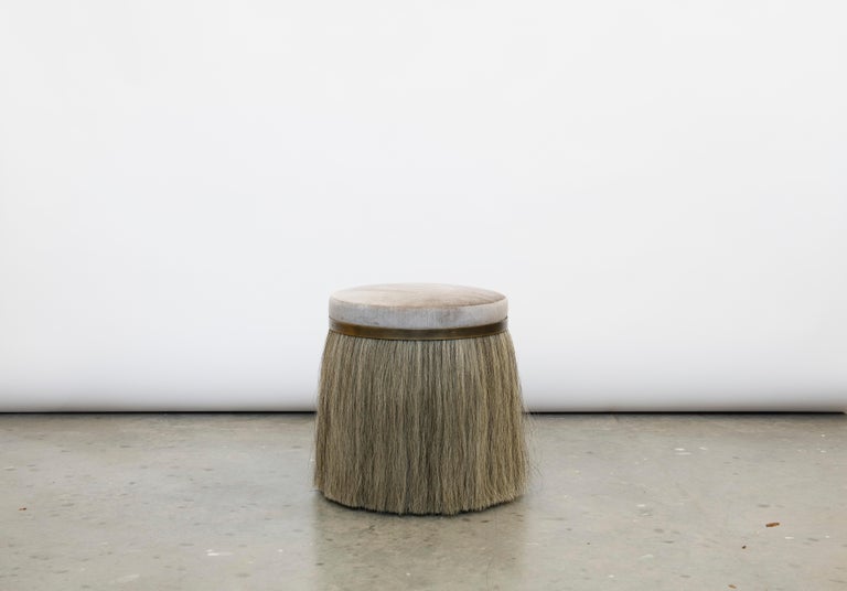 Konekt Thing 1 Stool with Polished Brass, Horsehair and Velvet For Sale ...