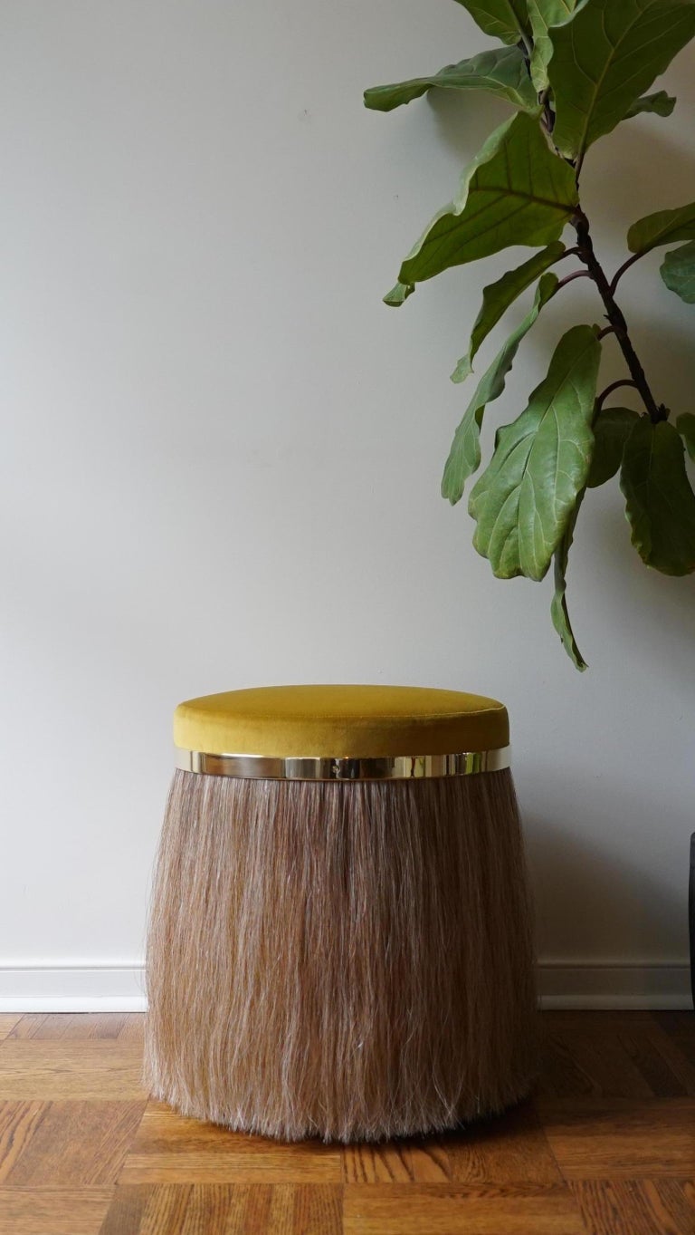 Konekt Thing 1 Stool with Oil-Rubbed Bronze, Horse Hair and Velvet For ...
