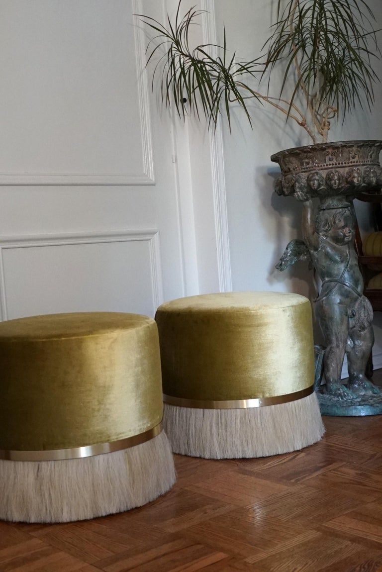 Konekt Thing 3 Stool with Polished Brass, Horse Hair and Velvet For ...
