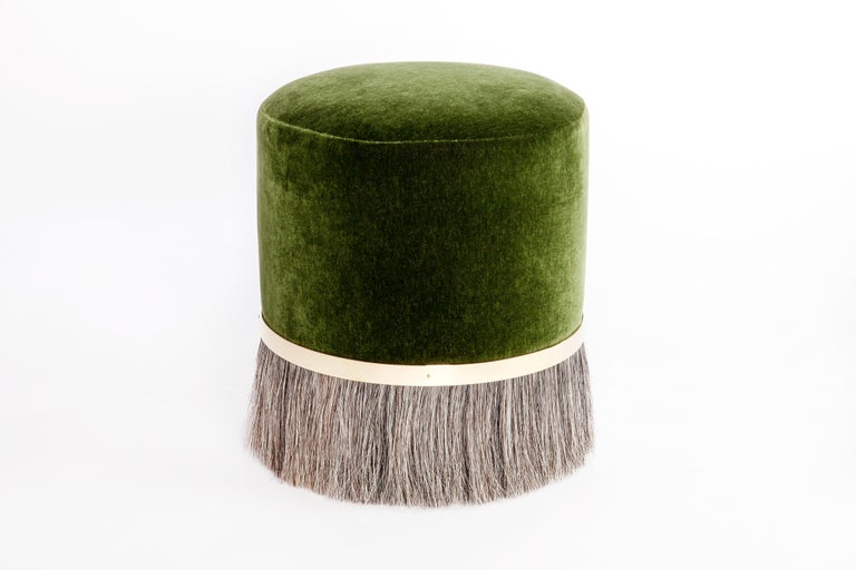 Konekt Thing 3 Stool with Polished Brass, Horse Hair and Velvet For ...
