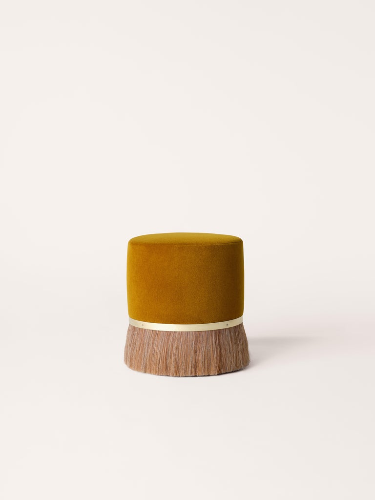 Konekt Thing 3 Stool with Polished Brass, Horse Hair and Velvet For ...