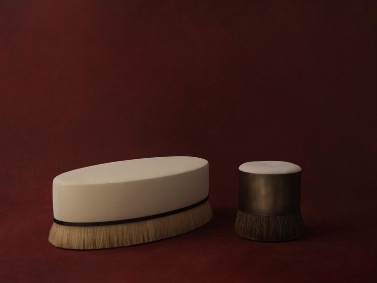 Konekt Thing 4 Stool with Antique Brass, Horse Hair and Velvet For Sale ...