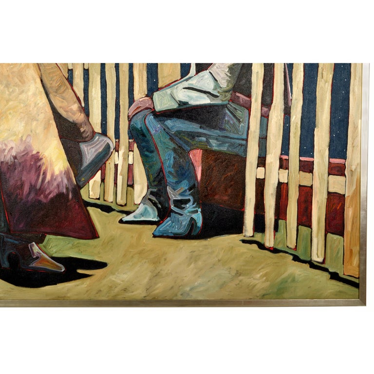 Thom Ross - Large Early Original Acrylic on Canvas Western Cowboy ...