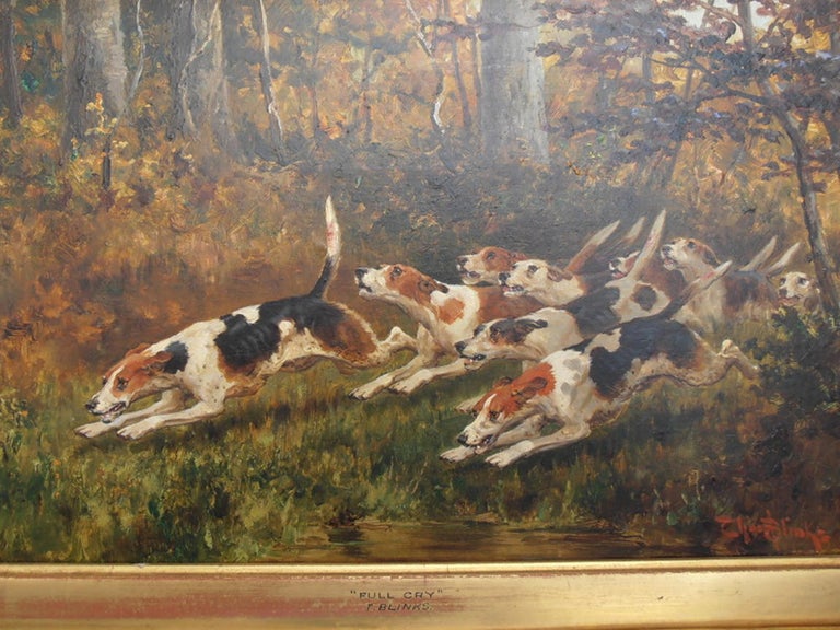 Thomas Blinks, Oil 'Full Cry' For Sale at 1stDibs