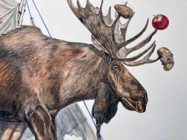 Thomas Broadbent - "Refugees" contemporary surrealist painting moose ...