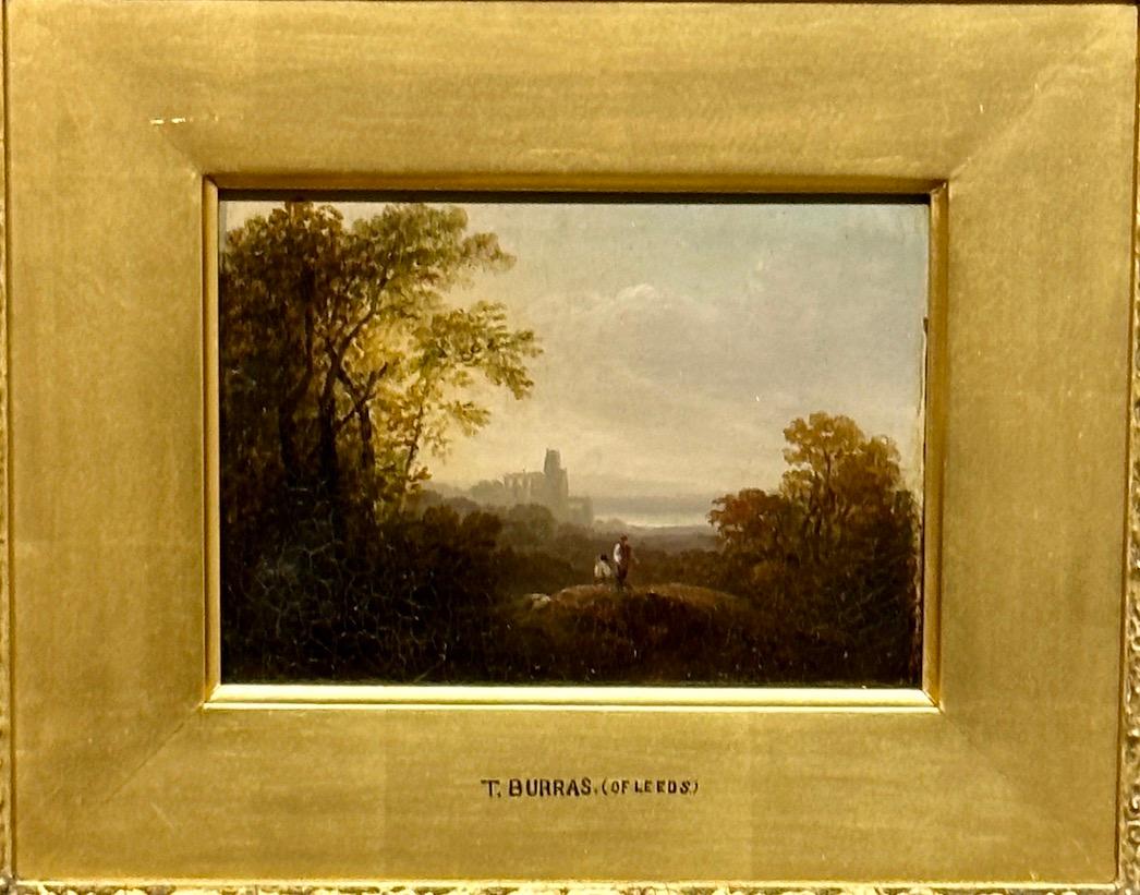 Thomas Burras - 19th century English classical landscape with trees, a ...
