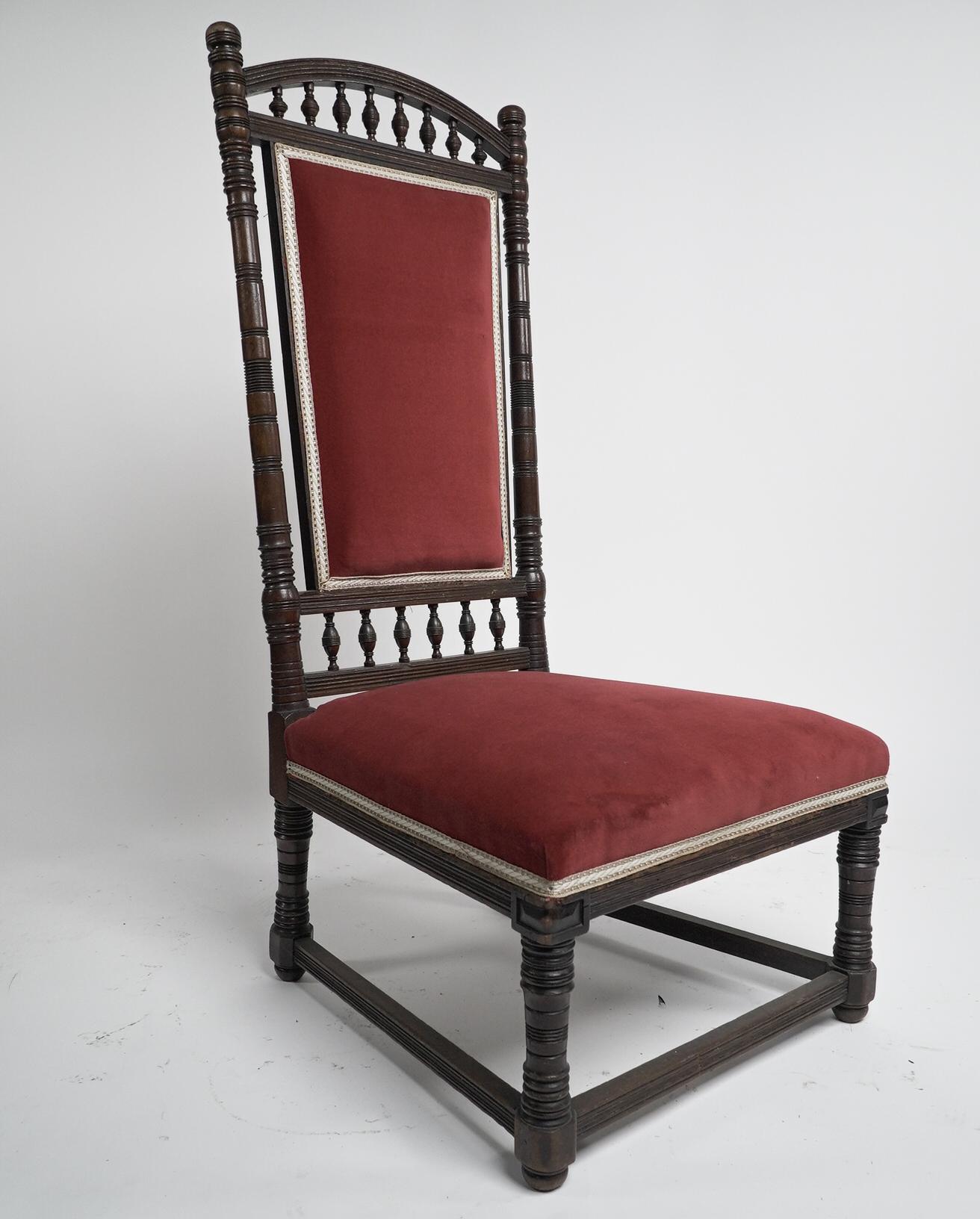 Thomas Edward Collcutt for Collinson and Lock. Walnut high back chair ...