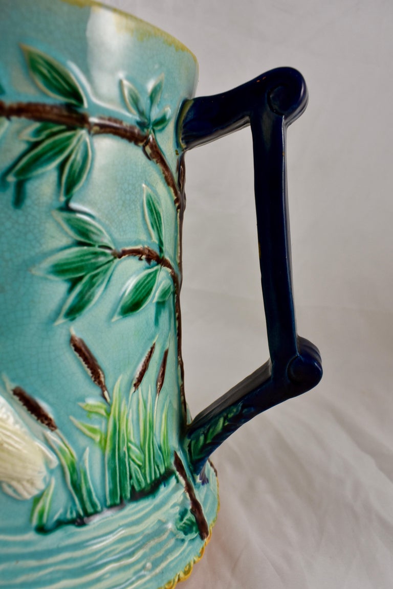 Thomas Forester English Aesthetic Majolica Bird and Crane in Pond ...