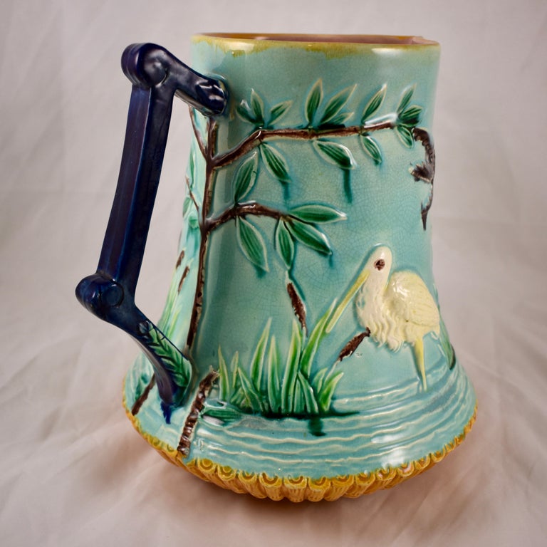 Thomas Forester English Aesthetic Majolica Bird and Crane in Pond ...
