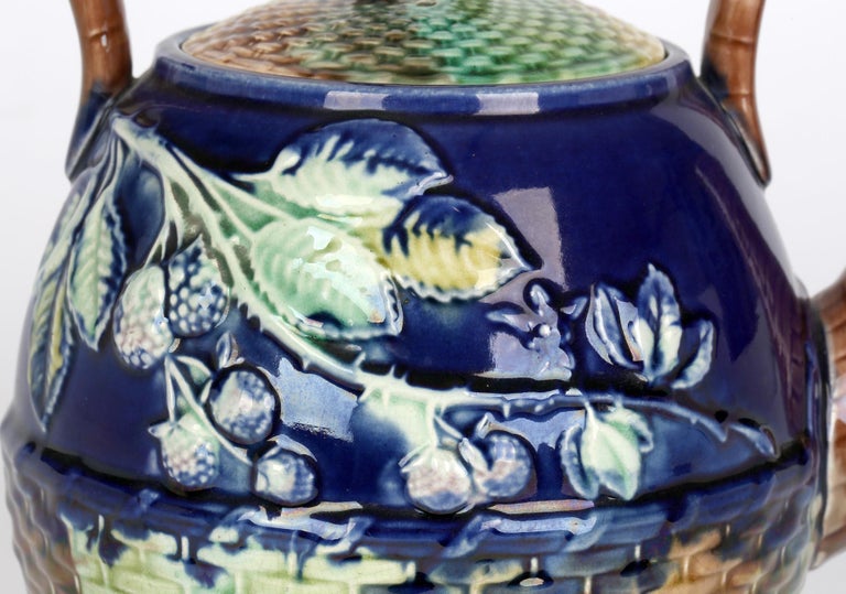 Thomas Forester Majolica Pottery Kettle Shaped Teapot For Sale at 1stDibs