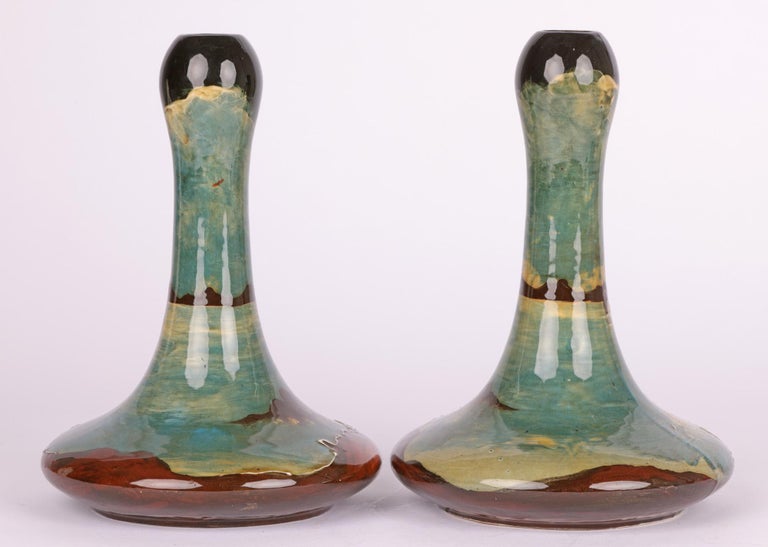 Thomas Forester Pair Art Nouveau Vases Painted with Lighthouses For ...