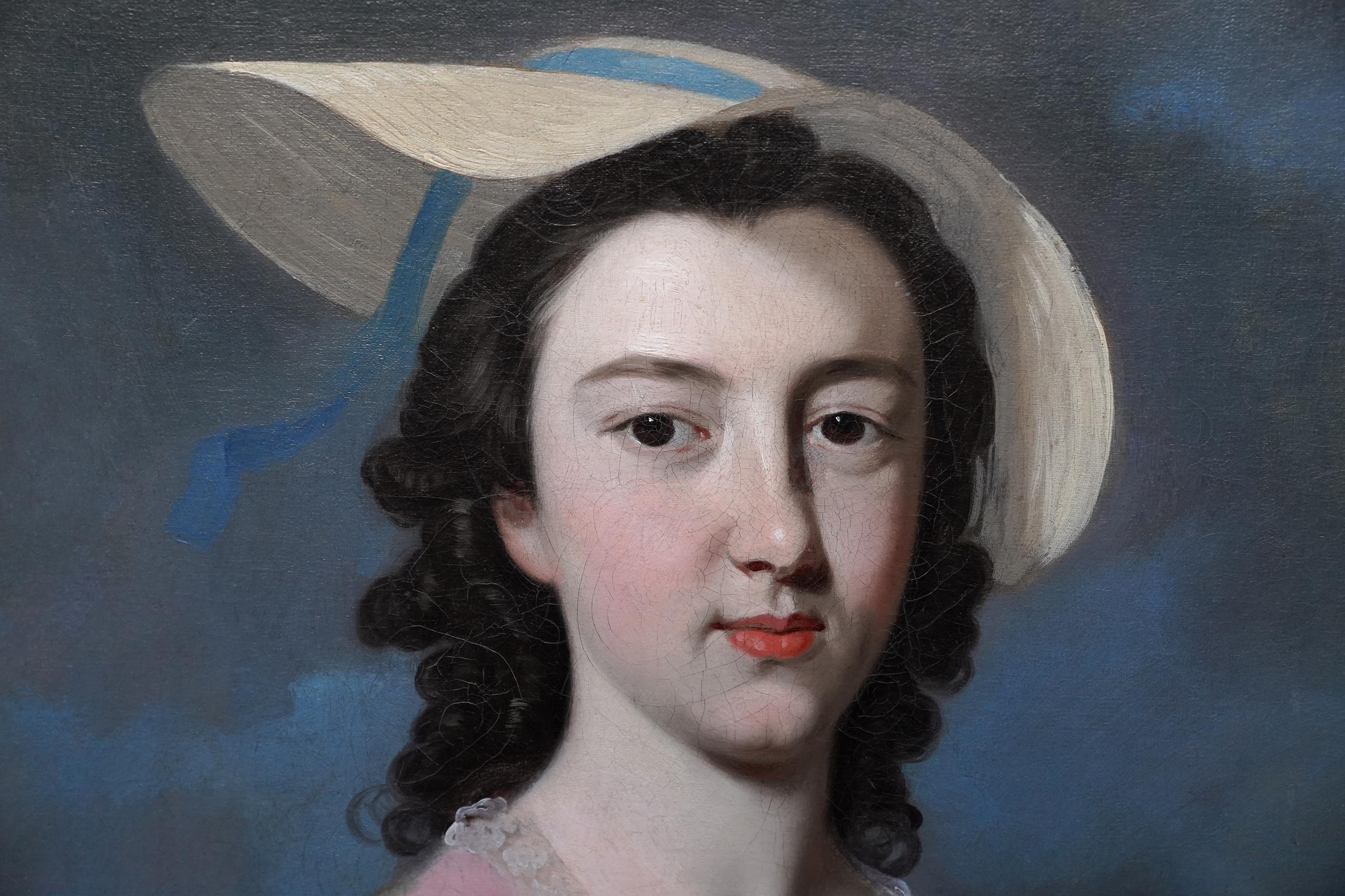 Portrait of a Lady with White Gloves - British 18thC art Old Master oil ...