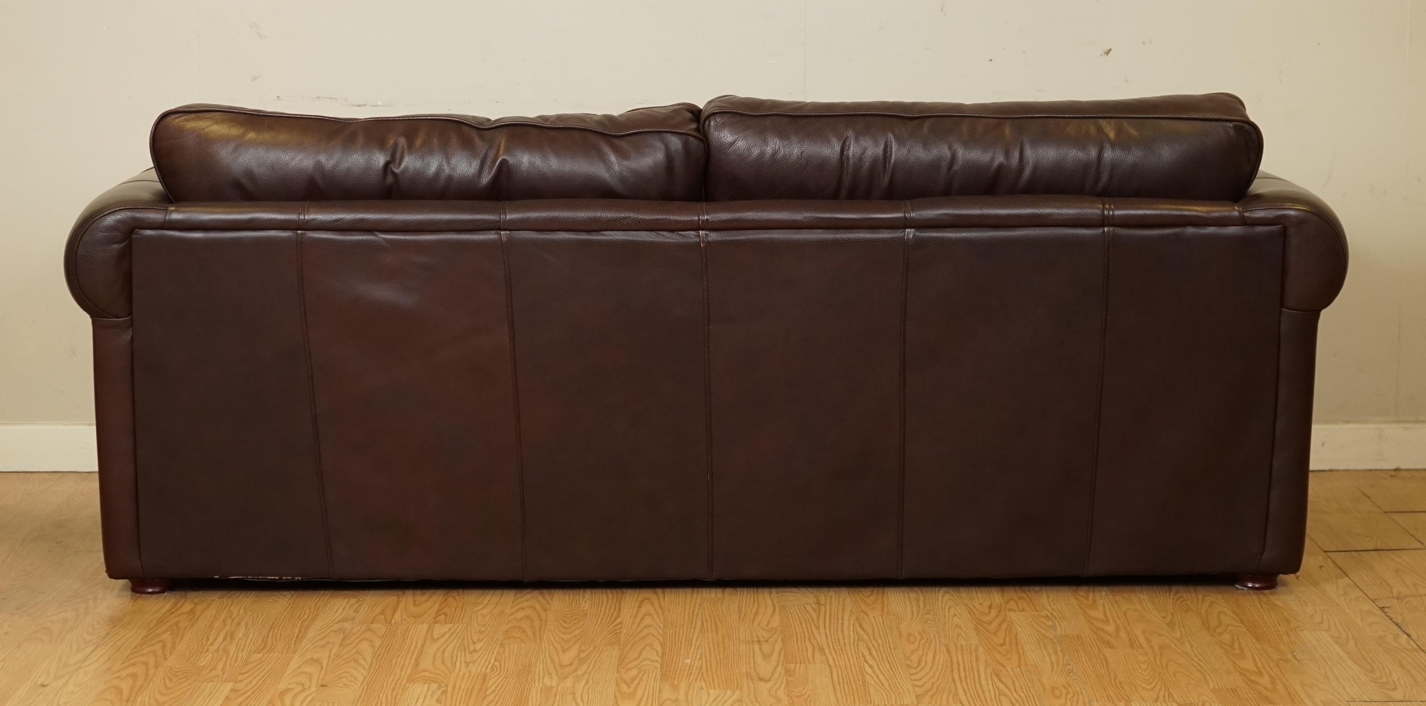 Thomas Lloyd Brown Leather Three Seater Sofa at 1stDibs